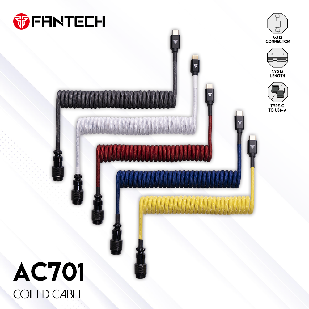 FANTECH COILED CABLE AC701 FOR MECHANICAL KEYBOARDS Type C Aviator ...