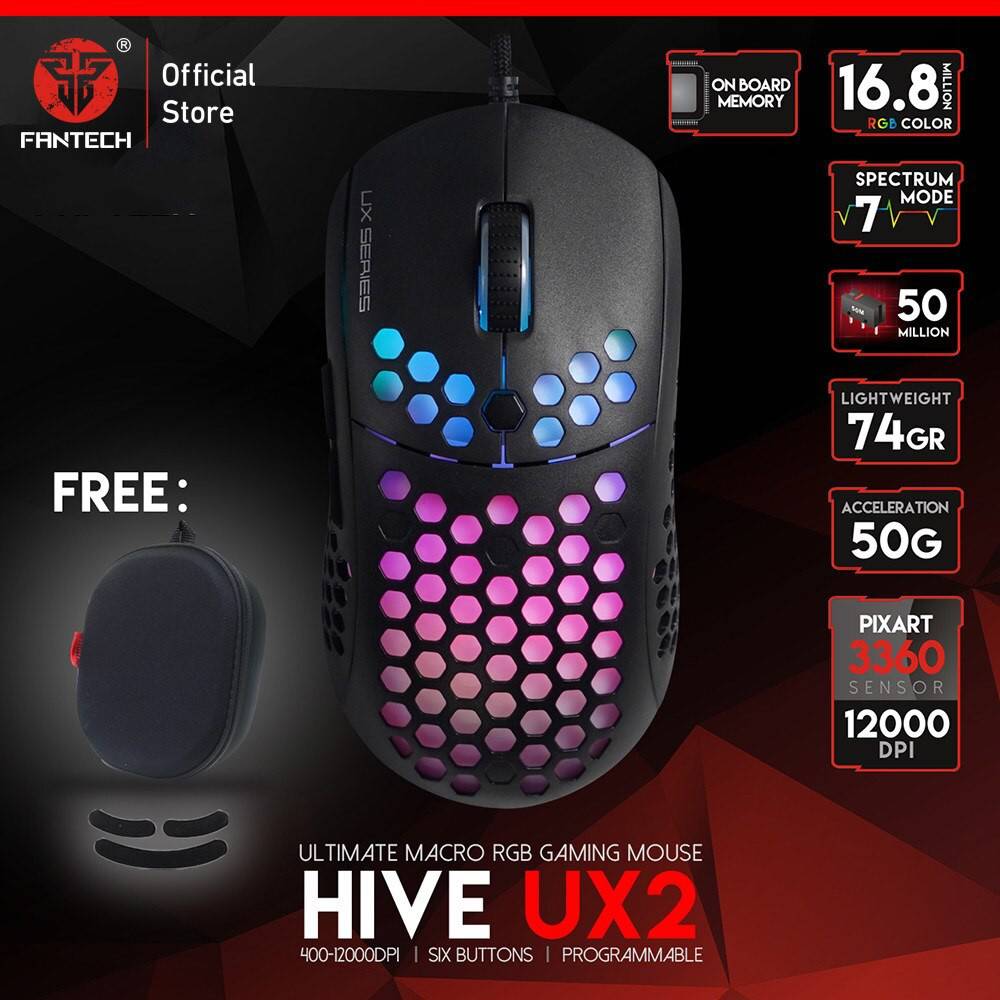 FANTECH UX2 Gaming Mouse Lightweight Honeycomb Shell 74G And PIXART ...