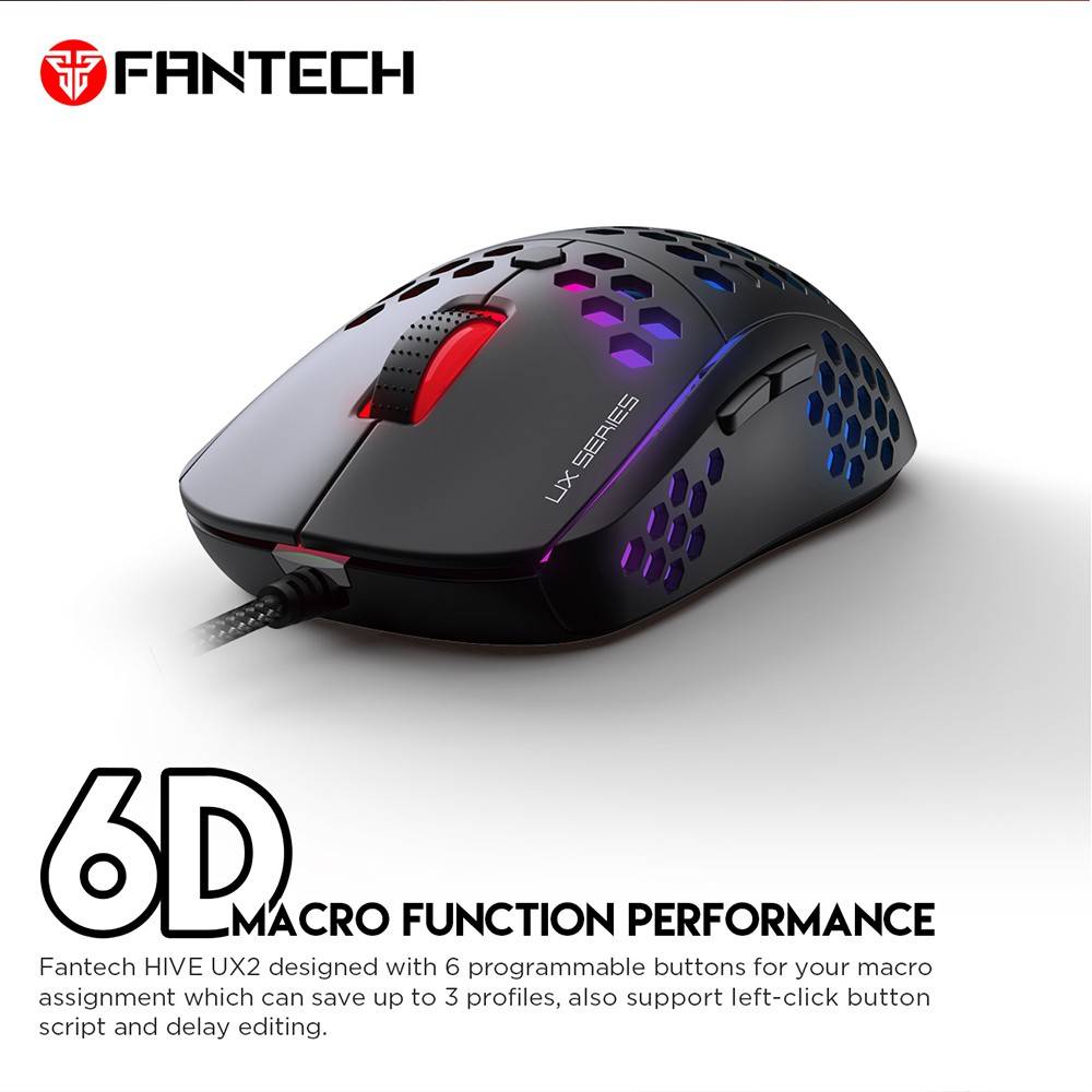 FANTECH UX2 Gaming Mouse Lightweight Honeycomb Shell 74G And PIXART ...